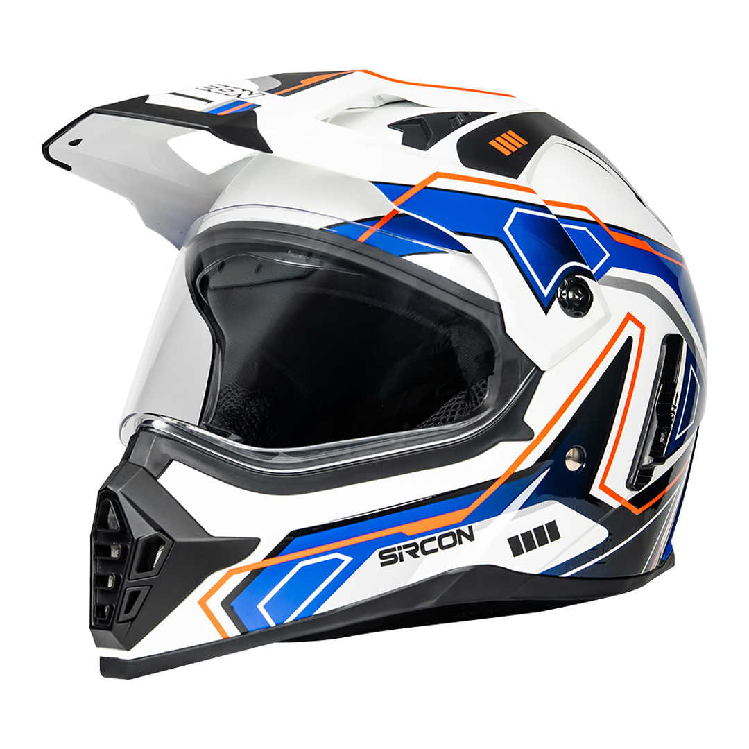 Cargloss Sircon Supermoto Venturo Helm Full Face - White – Cargloss Helmet